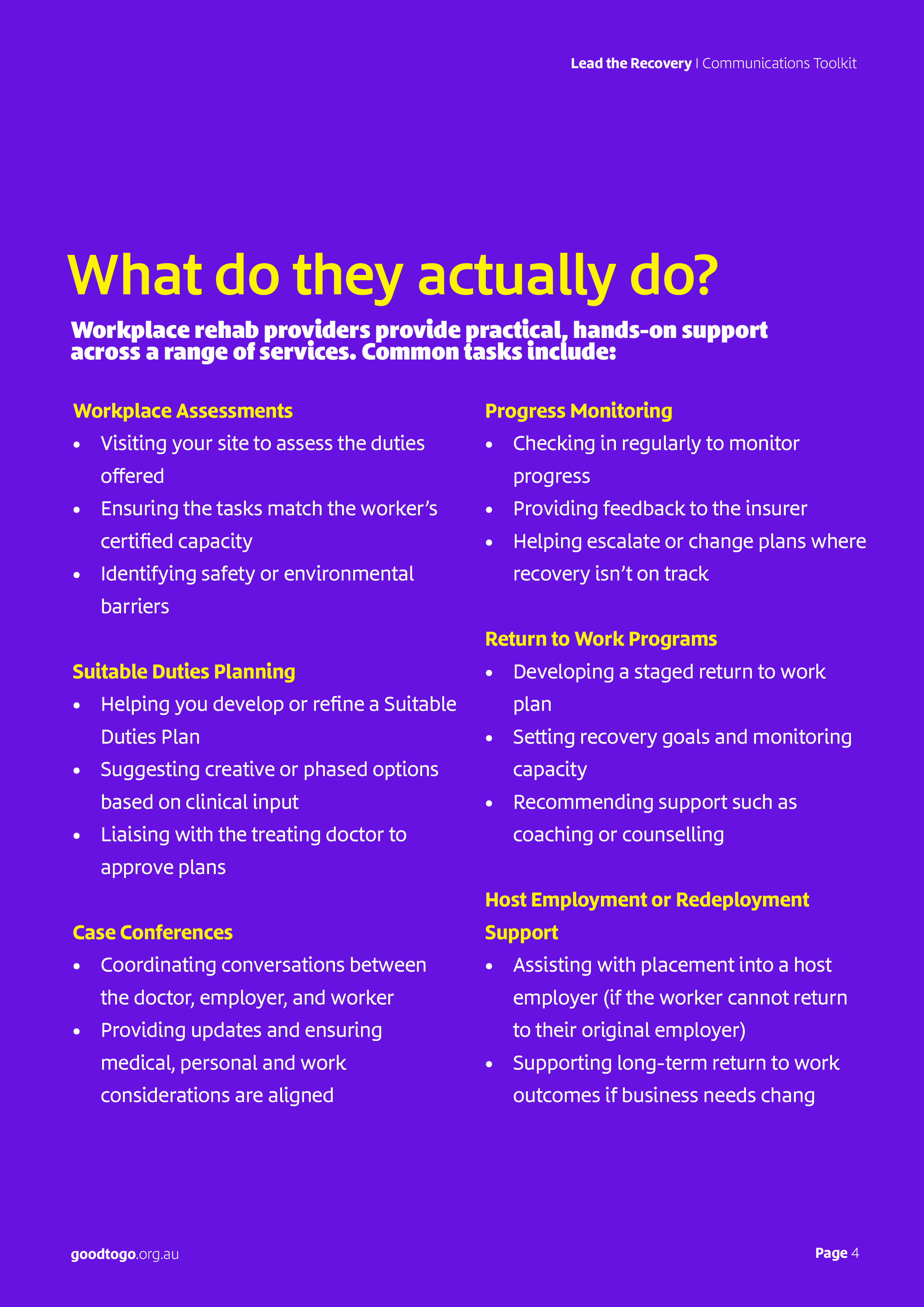 Workplace Rehabilitation Provider Selection Guide – Good to Go